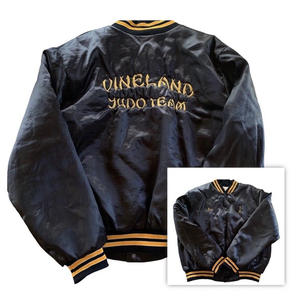 unbranded | Jackets & Coats | Vintage 9s Black Satin Judo Team Bomber ...